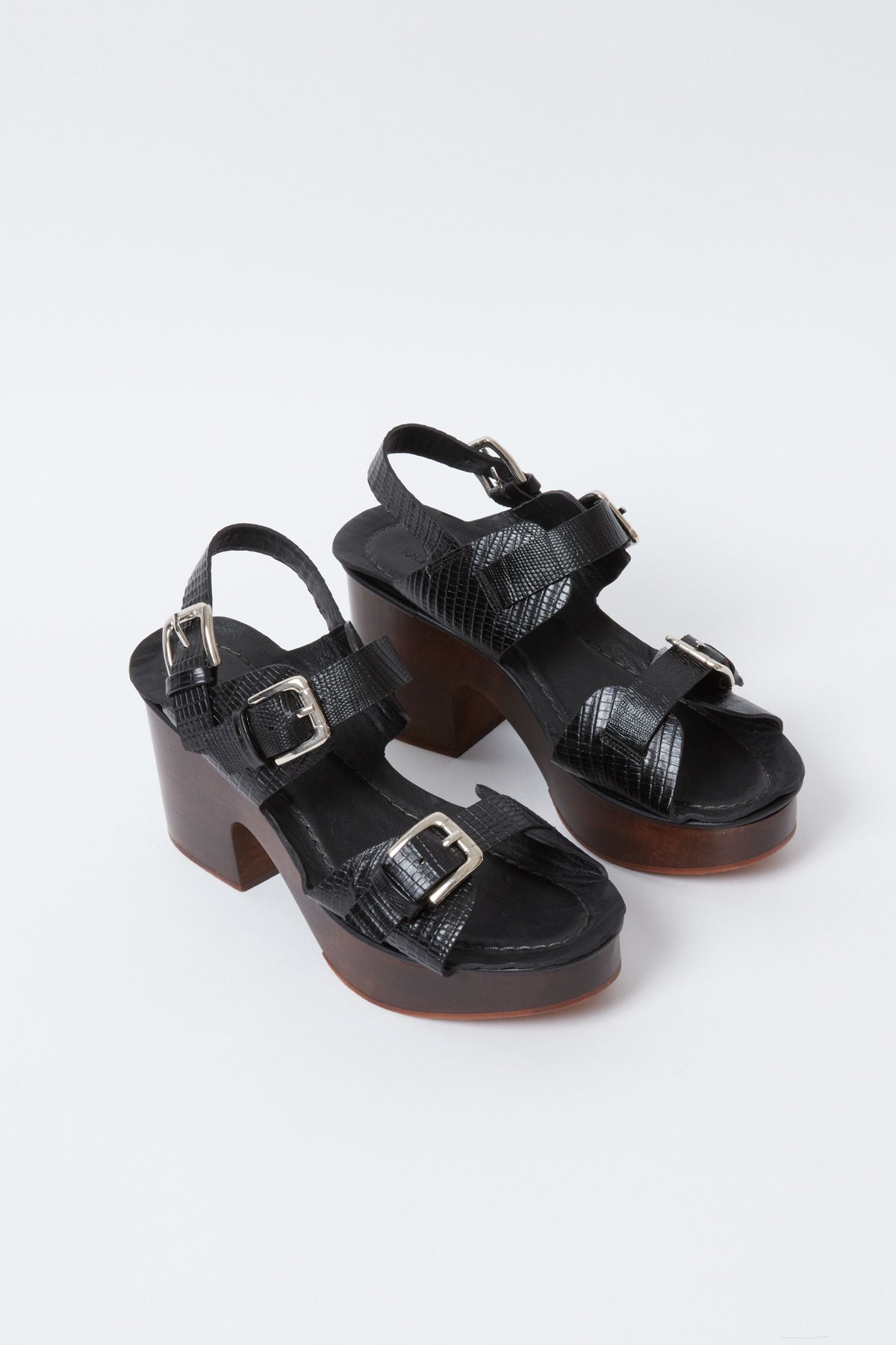Richi Sandal Clog in Embossed Black – Recital